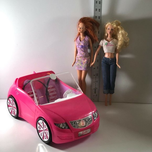 Mattel | Other | Mattel Barbie Pink Convertible Car 2 Barbie Dolls ...